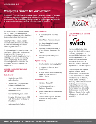 AssurX Cloud QMS and Regulatory Compliance Management
