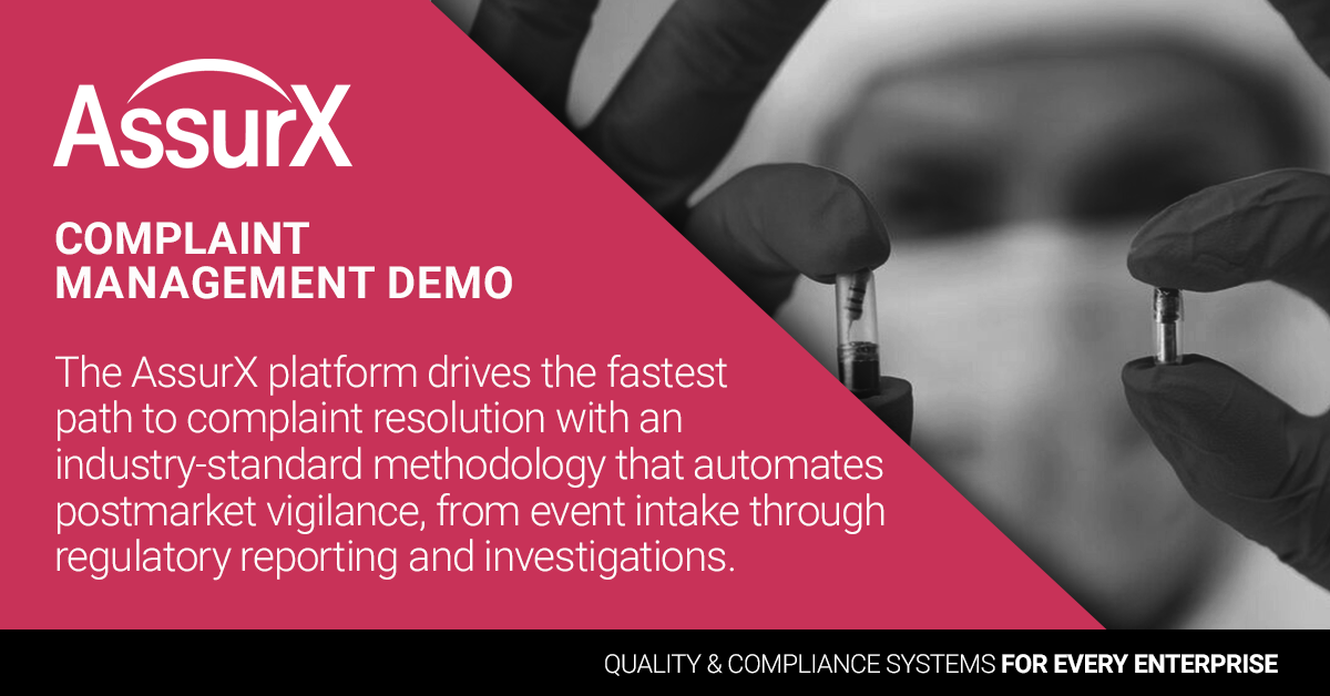 AssurX Complaint Management Software Demo | QMS AssurX Complaint Management Software Demo | QMS
